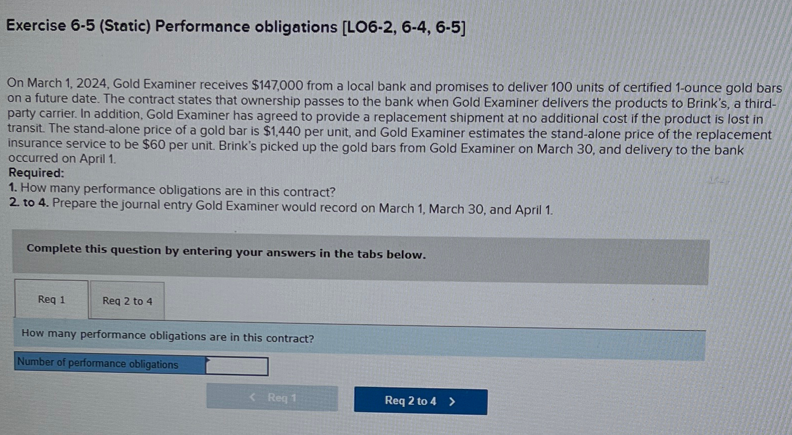 Solved Exercise 6-5 (Static) ﻿Performance obligations | Chegg.com