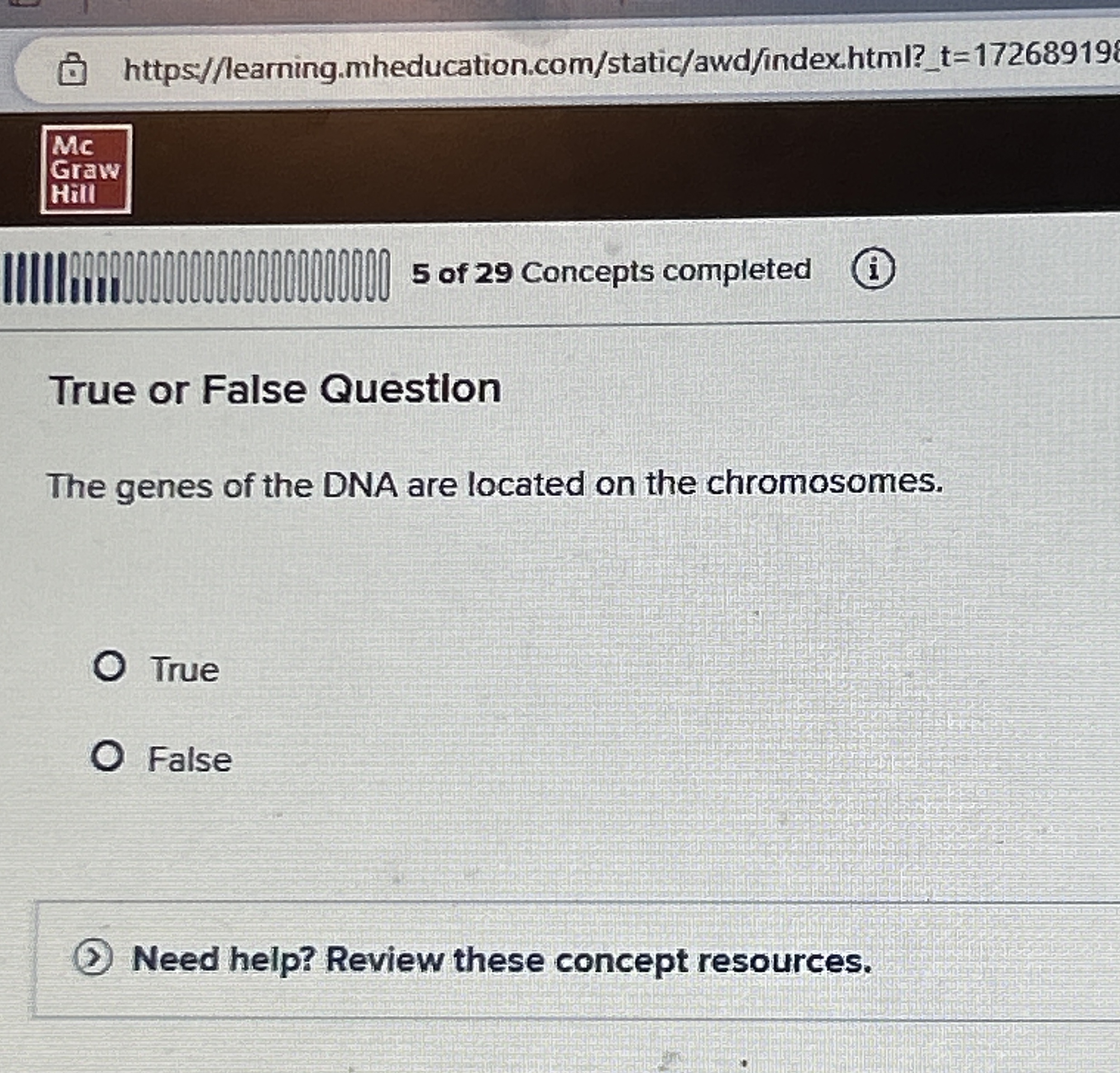 Solved True or False QuestionThe genes of the DNA are | Chegg.com