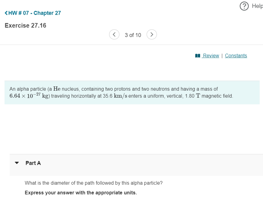 Solved An alpha particle (a He nucleus, containing two | Chegg.com
