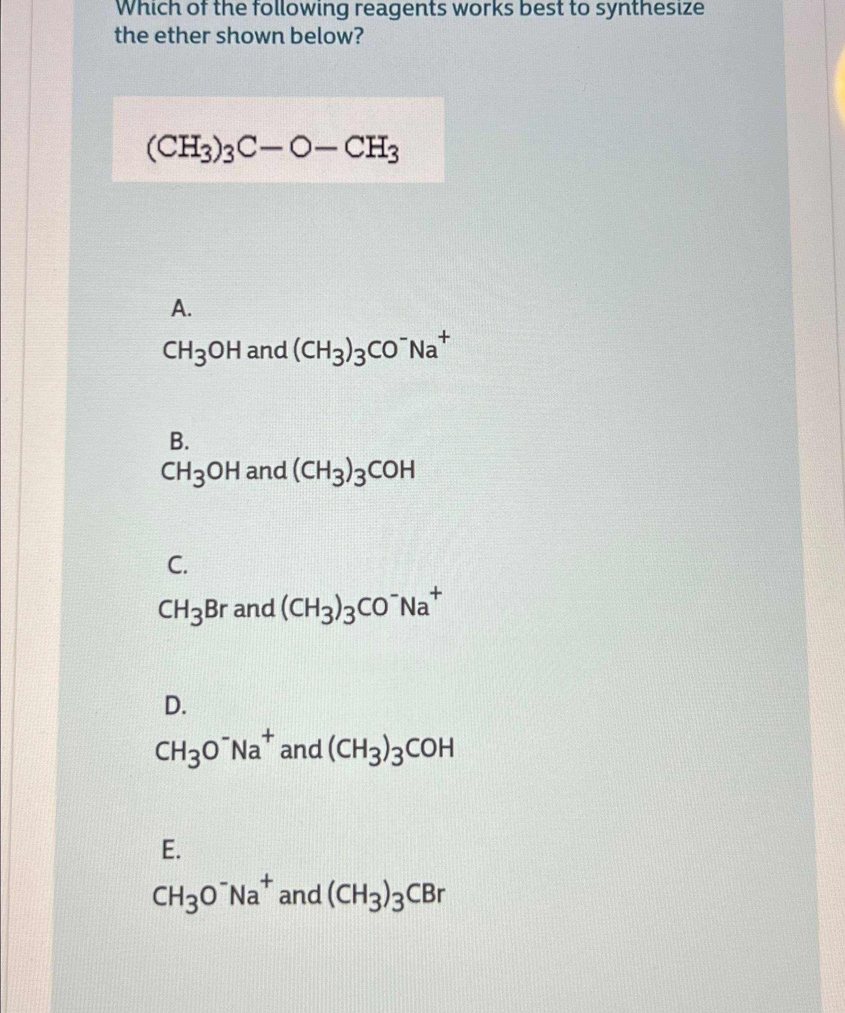 Solved Which of the following reagents works best to | Chegg.com