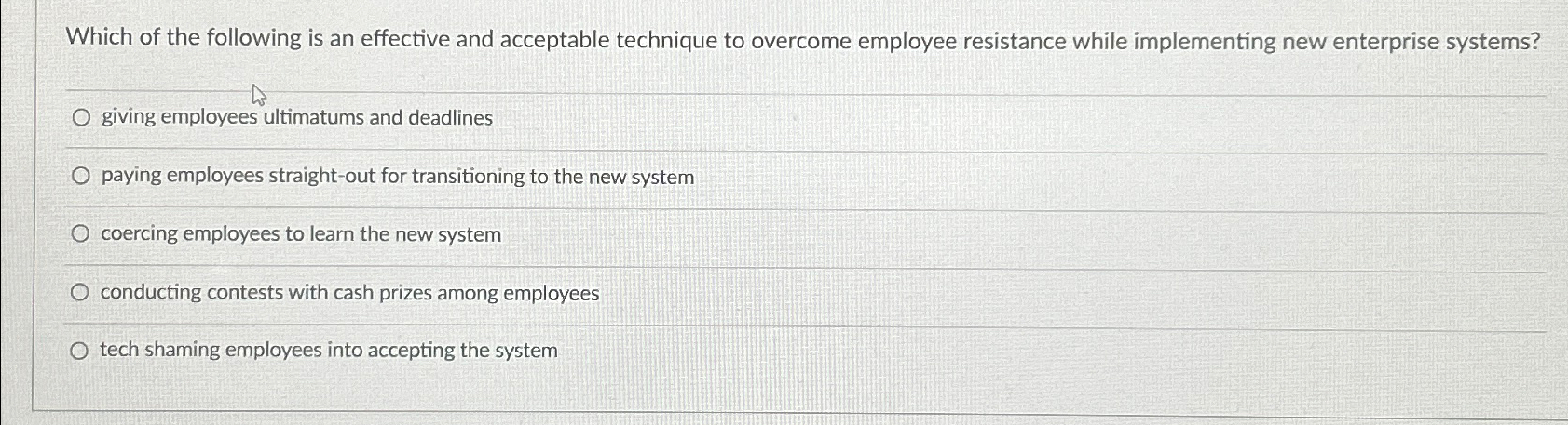 Solved Which of the following is an effective and acceptable | Chegg.com