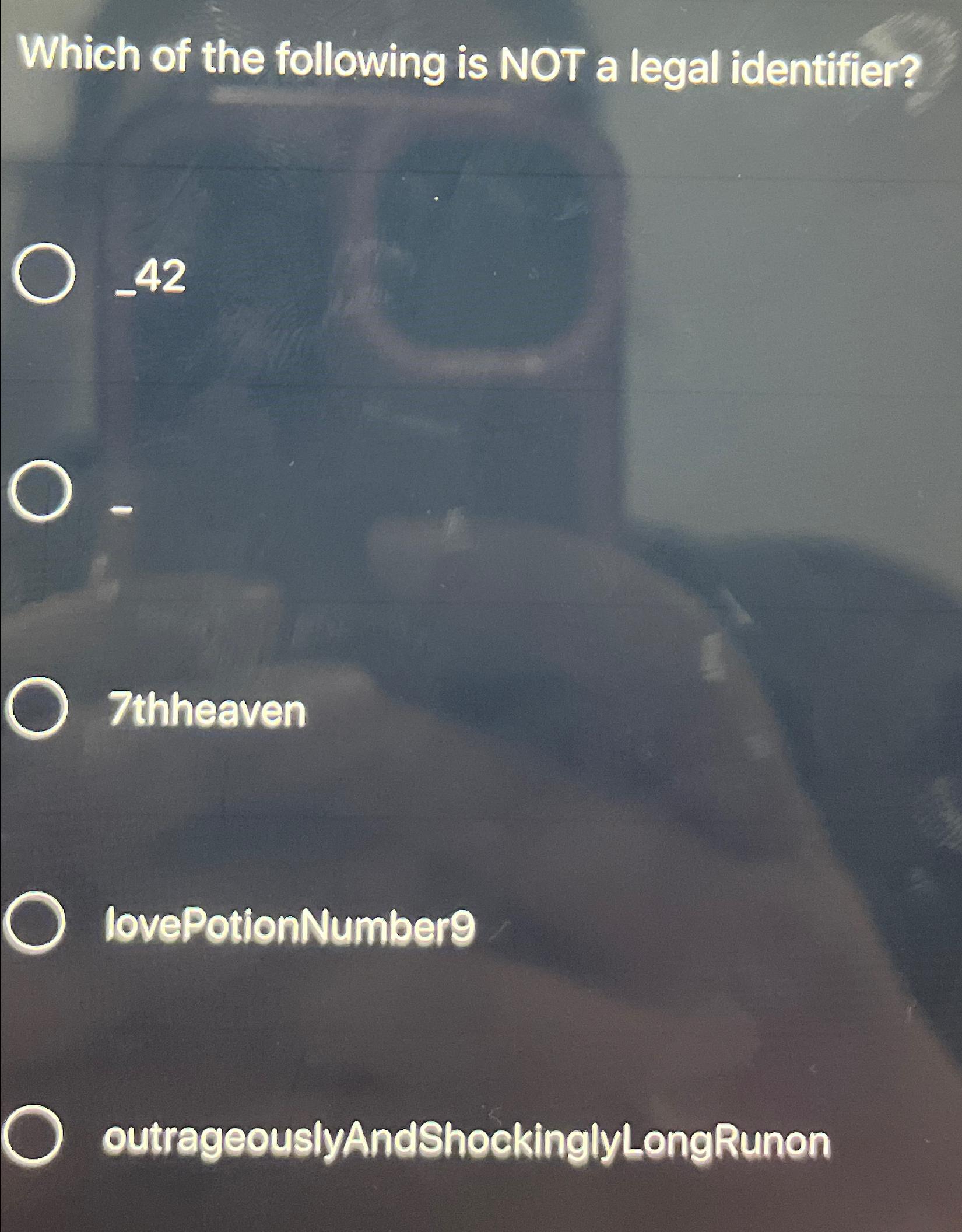 Solved Which of the following is NOT a legal | Chegg.com