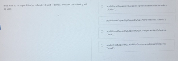Solved It we want to set capabilities for unhindered alert = | Chegg.com
