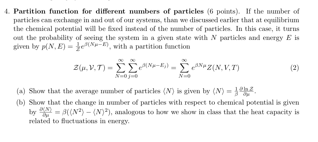 Solved Partition function for different numbers of | Chegg.com