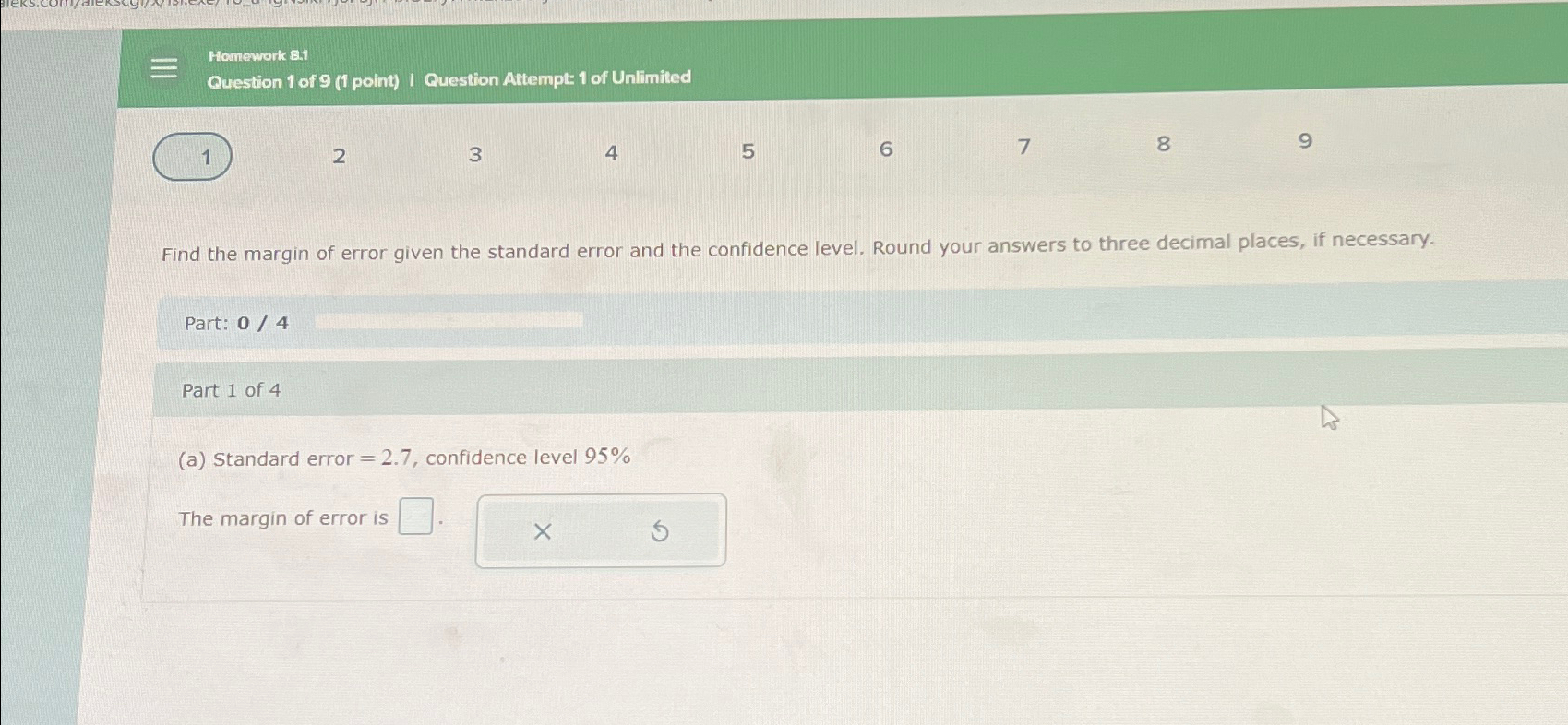 Solved Homework 8.1Question 1 ﻿of 9 (1 ﻿point) ﻿I Question | Chegg.com