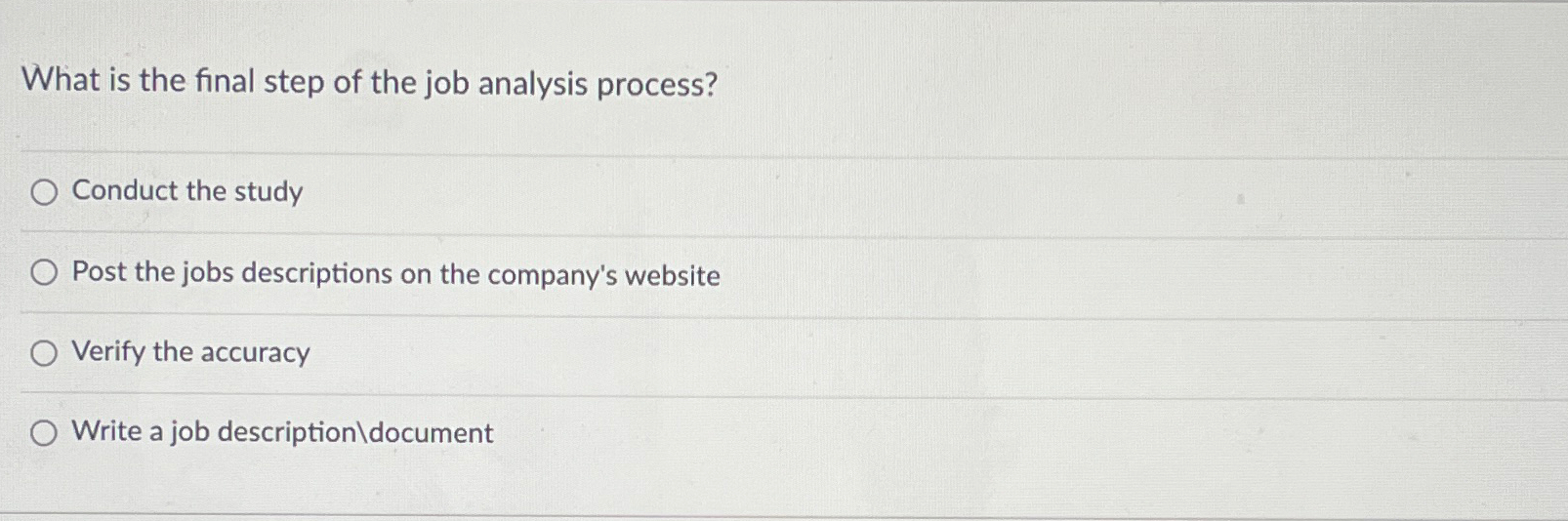 Solved What is the final step of the job analysis | Chegg.com