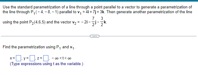 Solved Use the standard parametrization of a line through a | Chegg.com