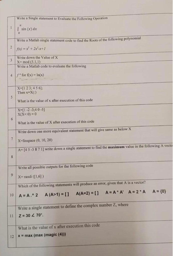 Solved Wuiz 4 ﻿matlab 2024 | Chegg.com
