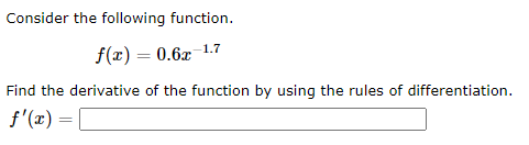 Solved Consider the following function.f(x)=0.6x-1.7Find the | Chegg.com