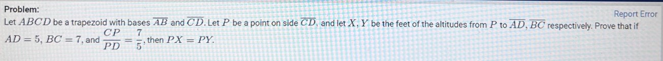 Solved Problem:Let ABCD be a trapezoid with bases ?bar (AB) | Chegg.com