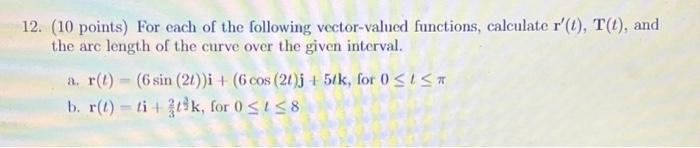 Solved 12. (10 points) For each of the following | Chegg.com