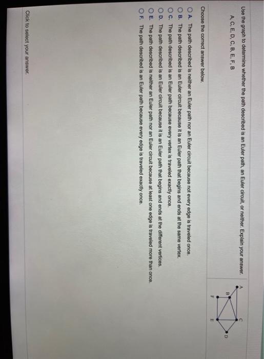 Solved Use the graph to determine whether the path described | Chegg.com