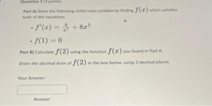 Solved Part A) Solve the following initial value problem by | Chegg.com