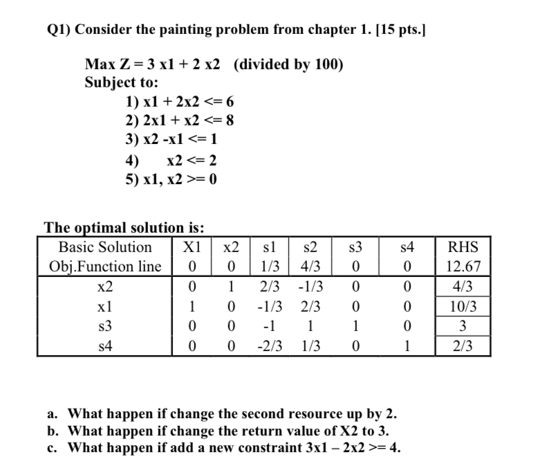 Solved Q1) ﻿Consider the painting problem from chapter | Chegg.com
