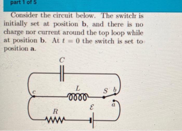 Consider the circuit below. The switch is initially | Chegg.com