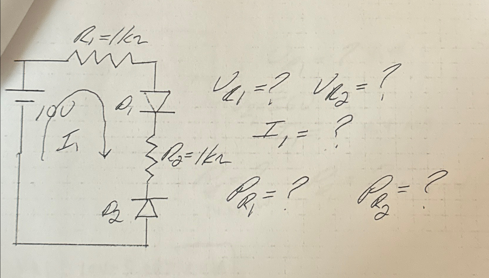 Solved Find VR1, ﻿VR2, ﻿I1,, ﻿PR1, ﻿PR2, ﻿show work. | Chegg.com