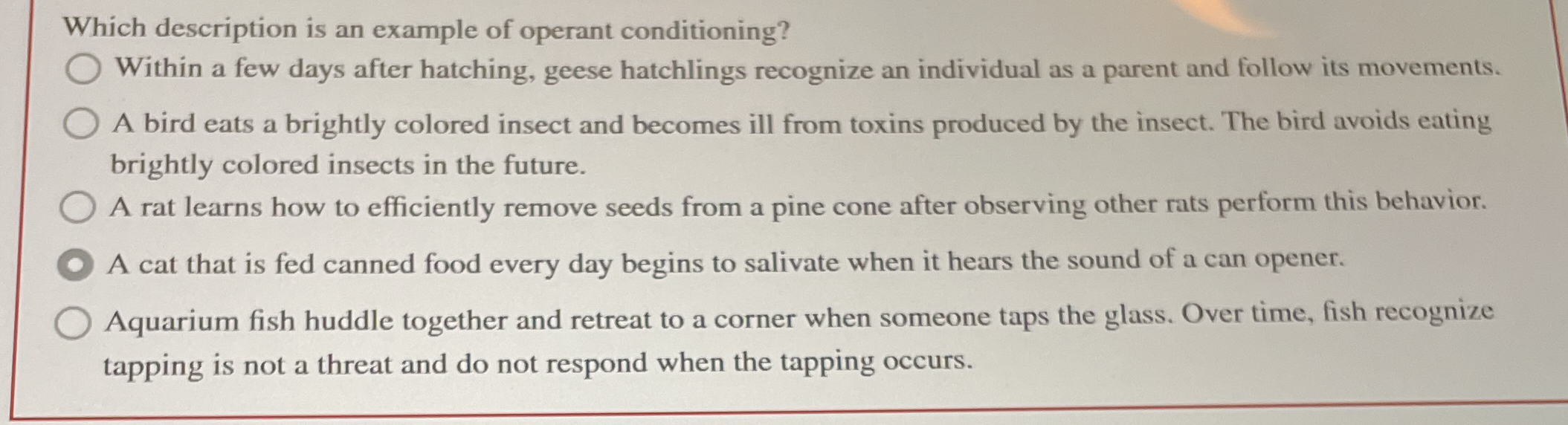 Solved Which description is an example of operant | Chegg.com