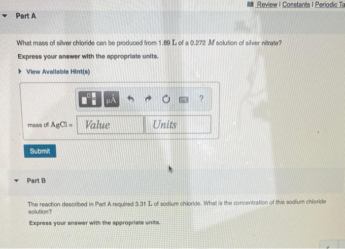Solved Review | Constants 1 Periodic Ta Part A What mass of | Chegg.com