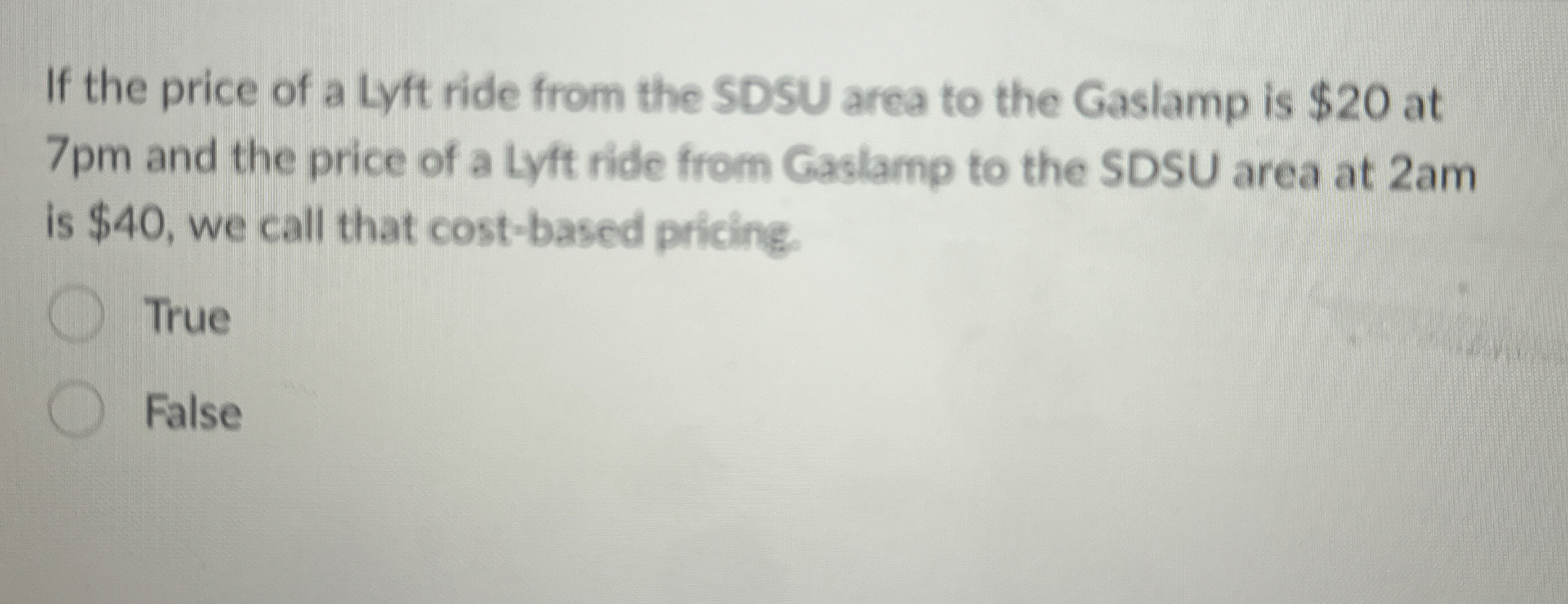 Solved If the price of a Lyft ride from the SDSU area to the | Chegg.com