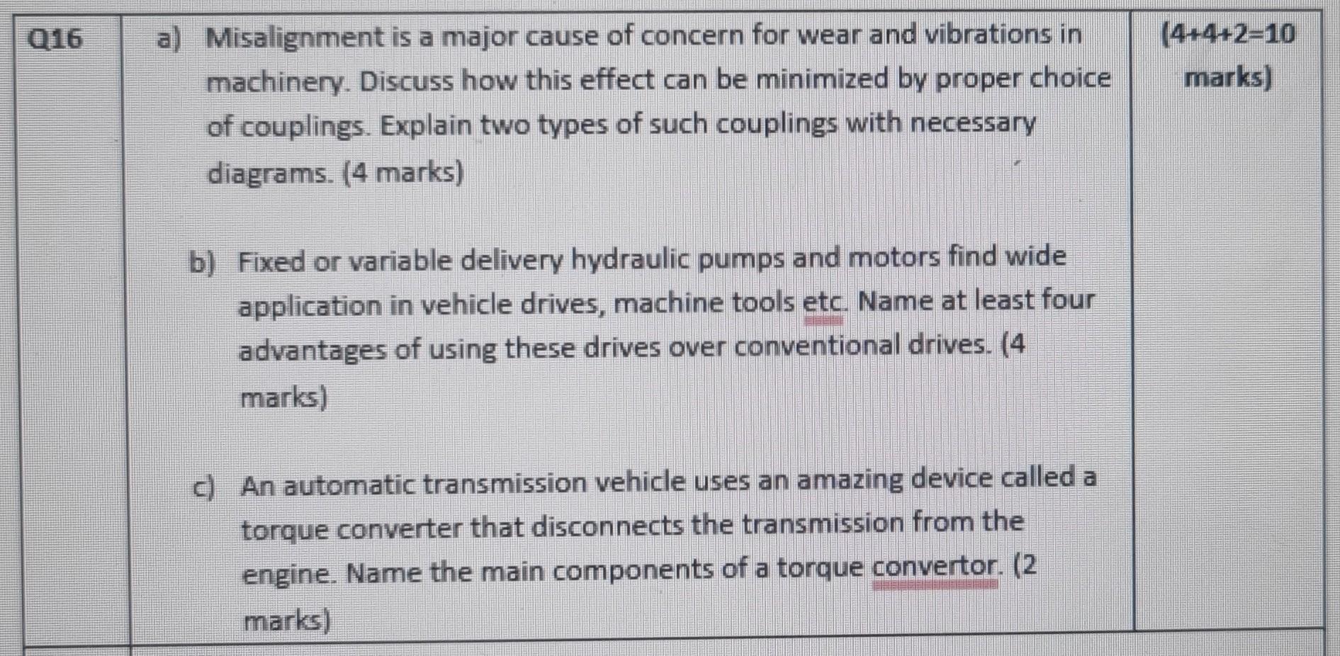 Solved a) Misalignment is a major cause of concern for wear | Chegg.com