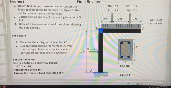 Solved 1. Design tied-column cross section to support the | Chegg.com