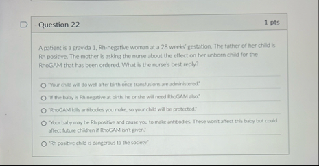 Solved Question 221 ﻿ptsA patient is a gravida 1. | Chegg.com