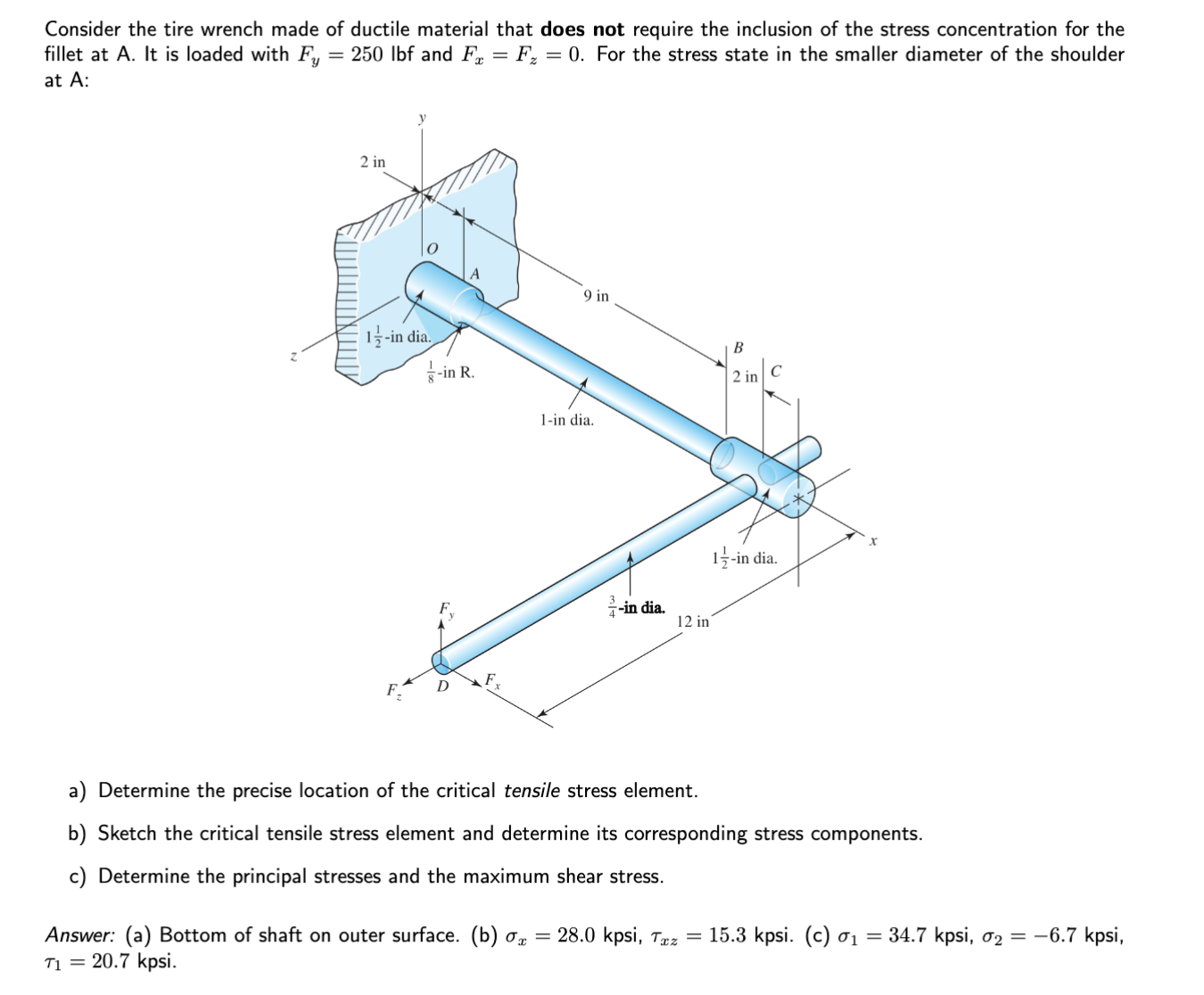 Solved Consider the tire wrench made of ﻿ductile material | Chegg.com