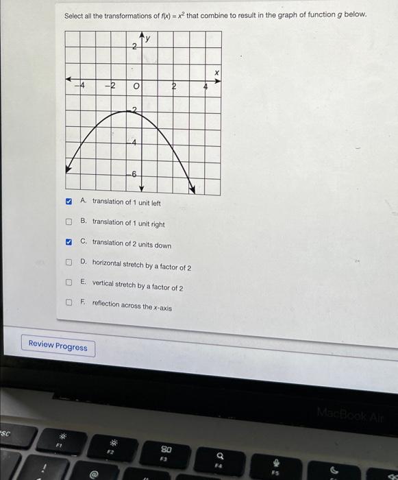 SC Select all the transformations of f(x) = x² that | Chegg.com