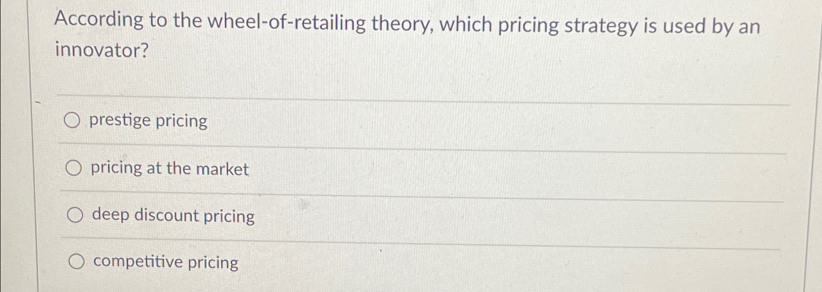 Solved According to the wheel-of-retailing theory, which | Chegg.com