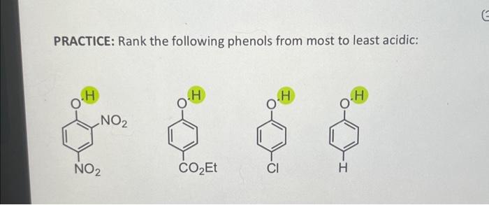 Solved Rank the following phenols from most to least acidic. | Chegg.com