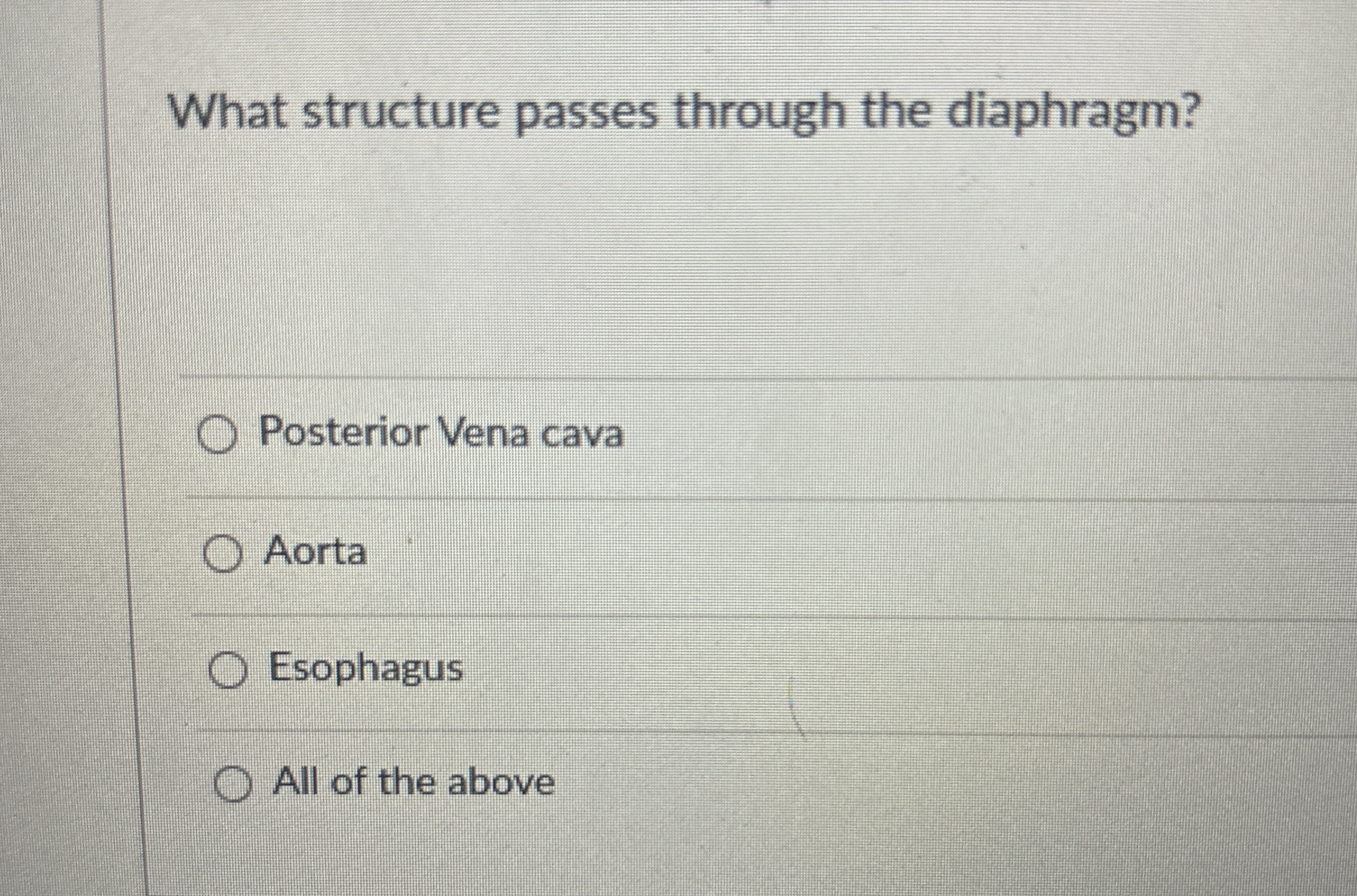 Solved What structure passes through the diaphragm?Posterior | Chegg.com