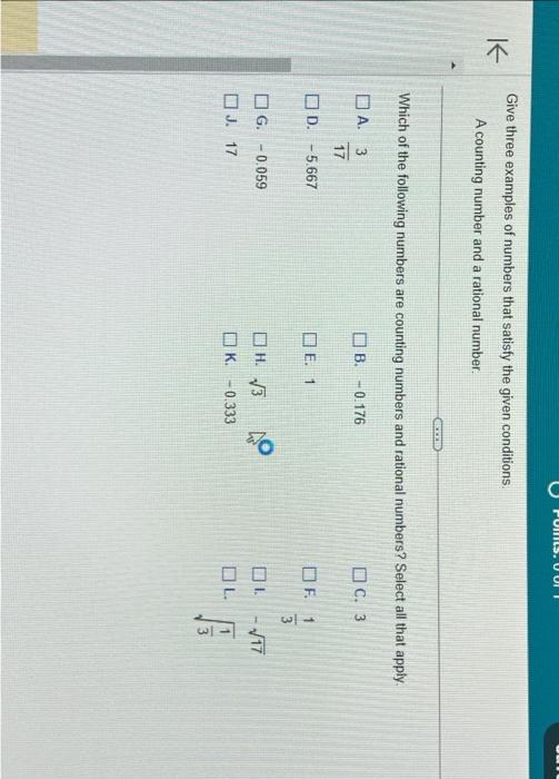 Solved Give three examples of numbers that satisfy the given | Chegg.com