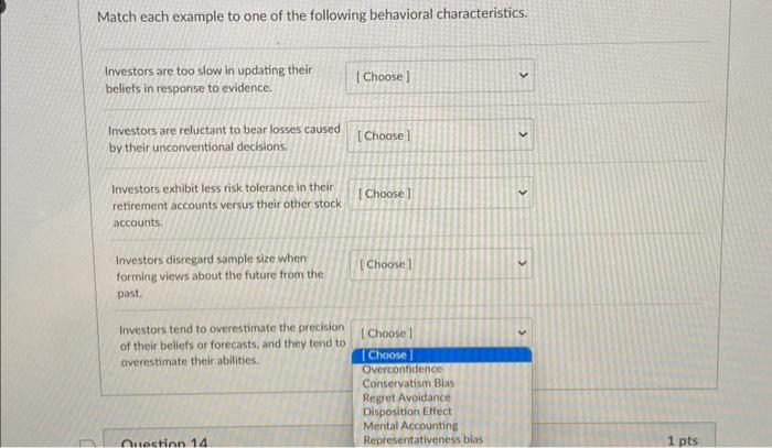 Solved Match each example to one of the following behavioral | Chegg.com
