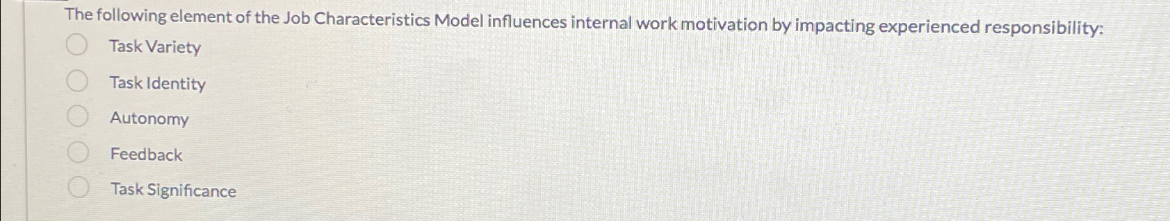 Solved The following element of the Job Characteristics | Chegg.com