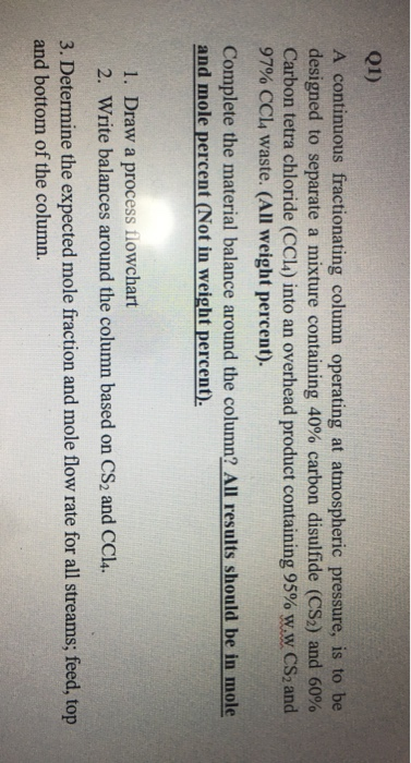 Solved Q2) A continuous fractionating column operating at | Chegg.com
