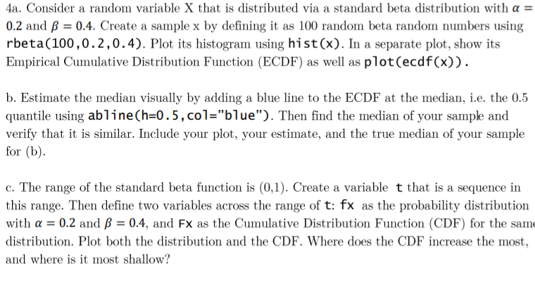 Solved 4a. ﻿Consider a random variable x ﻿that is | Chegg.com