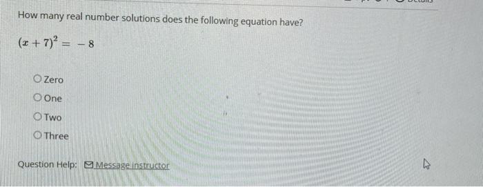 Solved How many real number solutions does the following | Chegg.com