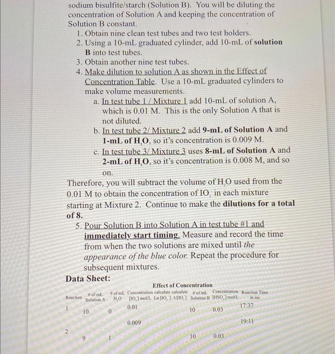 Solved Determining the Reaction Order of the Iodine-Clock | Chegg.com