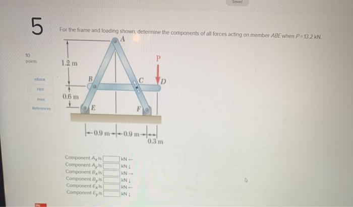 Solved For the frame and loading shown, determine the | Chegg.com
