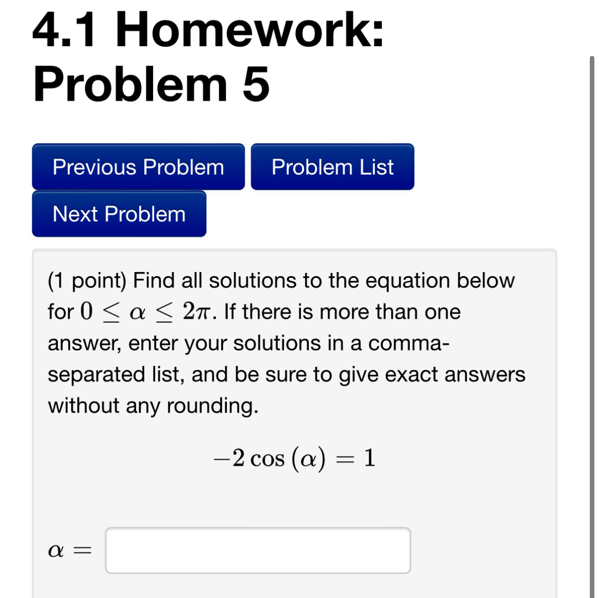 Solved 4.1 ﻿Homework: Problem 5 q,( 1 ﻿point) ﻿Find all | Chegg.com