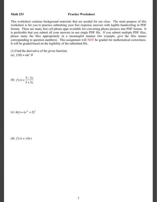 Solved Math 253 Practice Worksheet This worksheet contains | Chegg.com