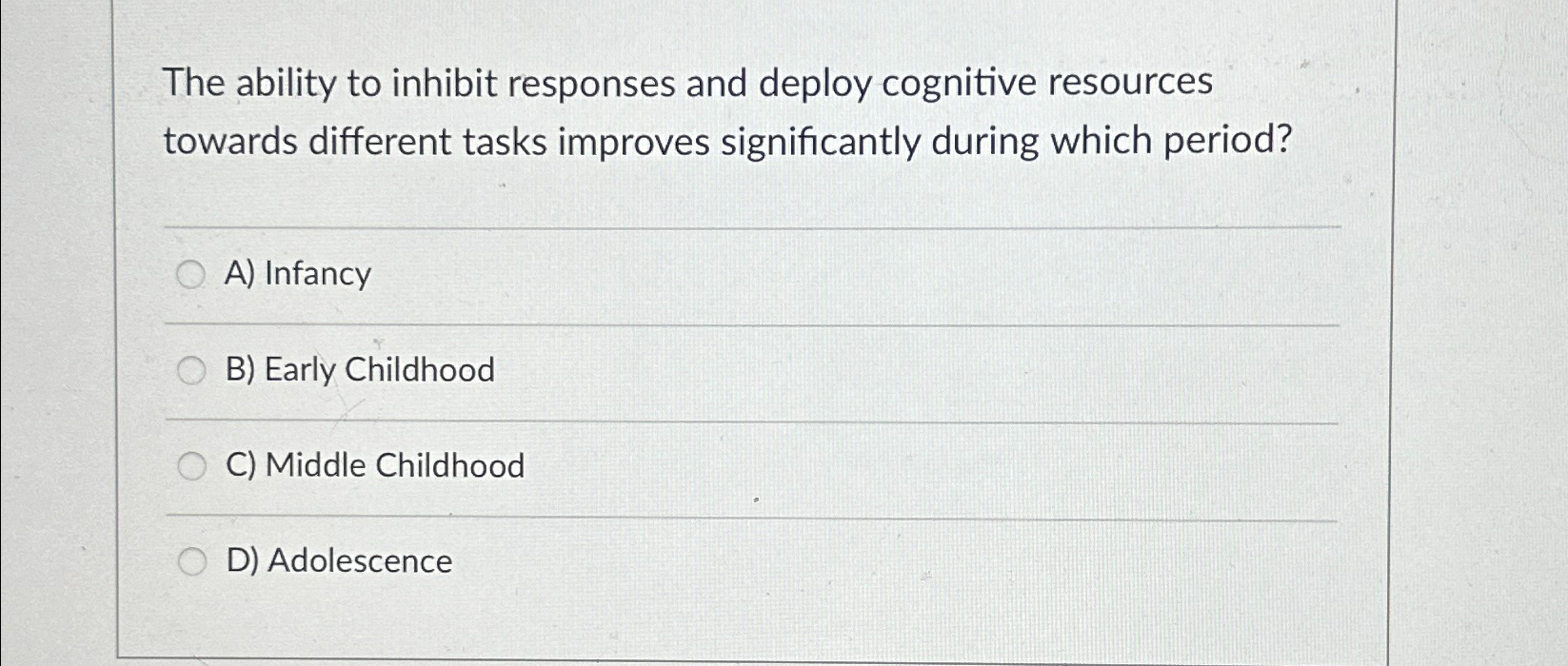 Solved The ability to inhibit responses and deploy cognitive | Chegg.com