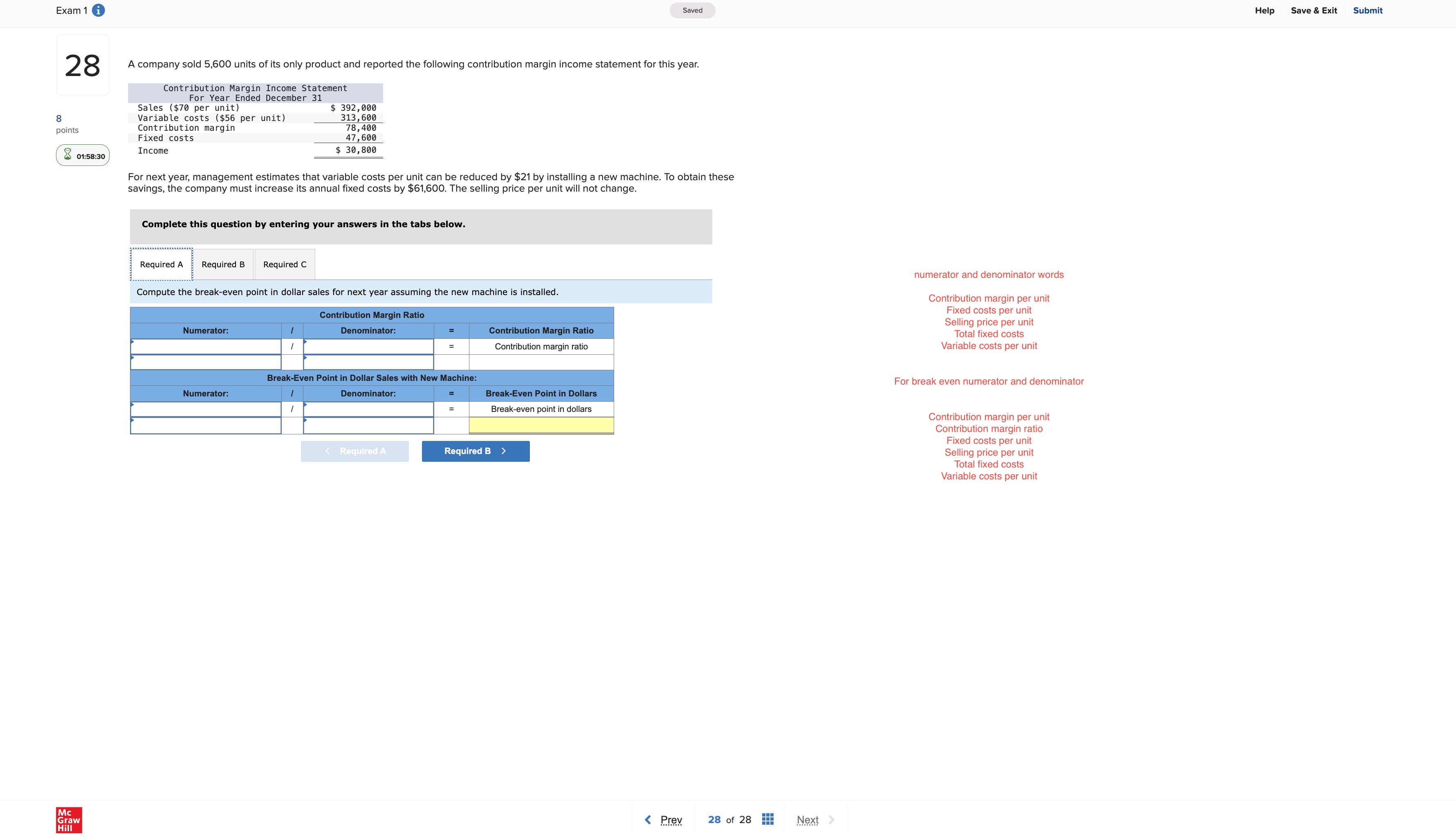 Solved Exam 1 ﻿iSavedHelpSave & ExitSubmit28A company sold | Chegg.com