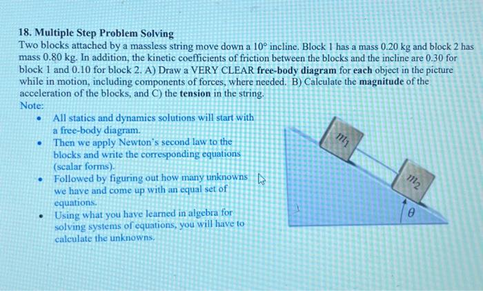 Solved 18. Multiple Step Problem Solving Two blocks attached | Chegg.com