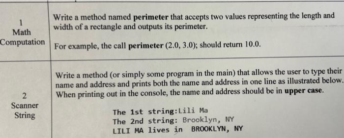 Solved Write a method named perimeter that accepts two | Chegg.com