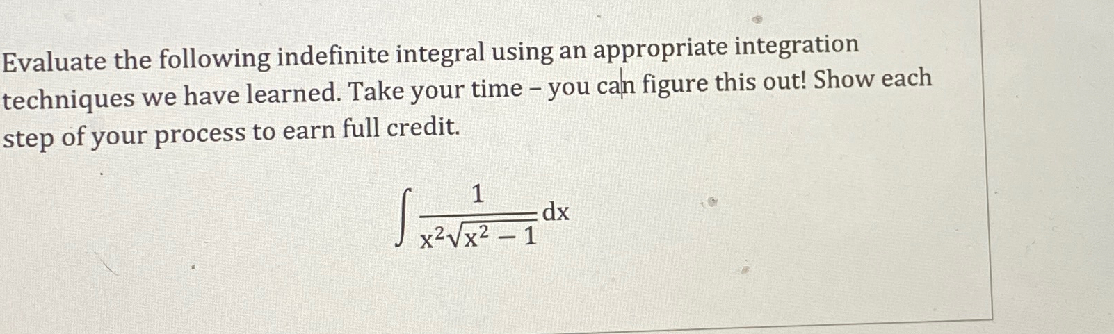 Solved Evaluate the following indefinite integral using an | Chegg.com