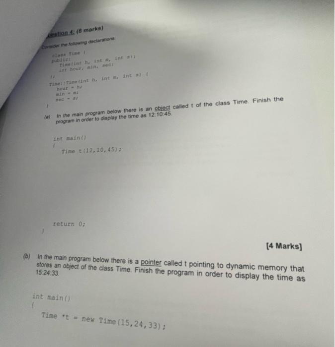 Solved [4 Marks] (b) In the main program below there is a | Chegg.com