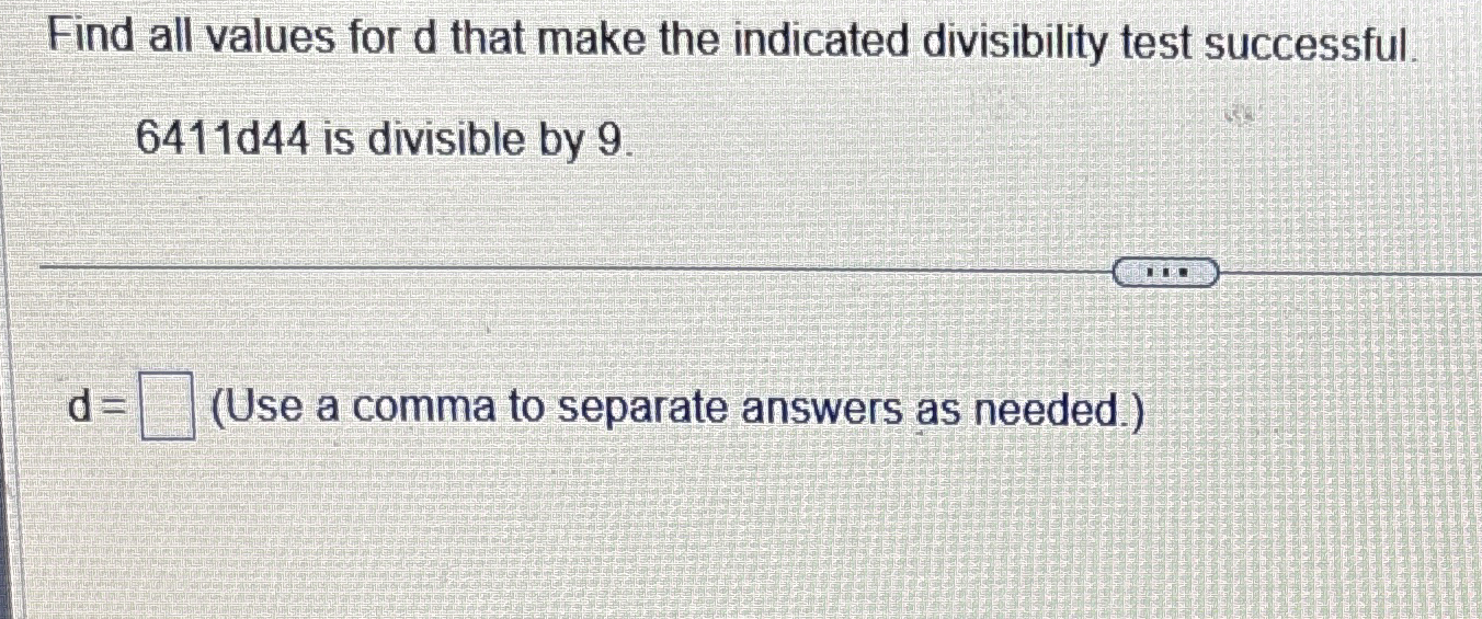 Solved Find all values for d that make the indicated | Chegg.com