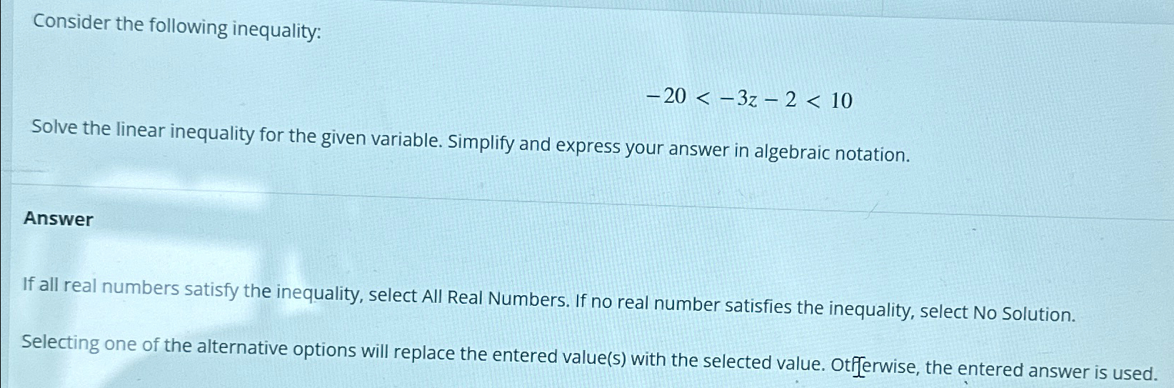 Solved Consider the following inequality:-20