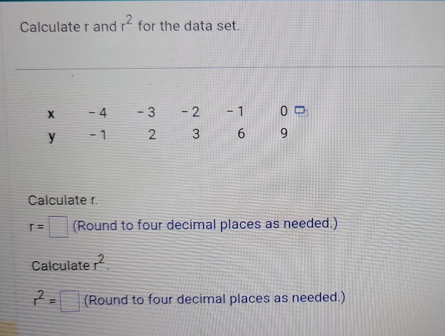 Solved Calculate R And R2 For The Data Set